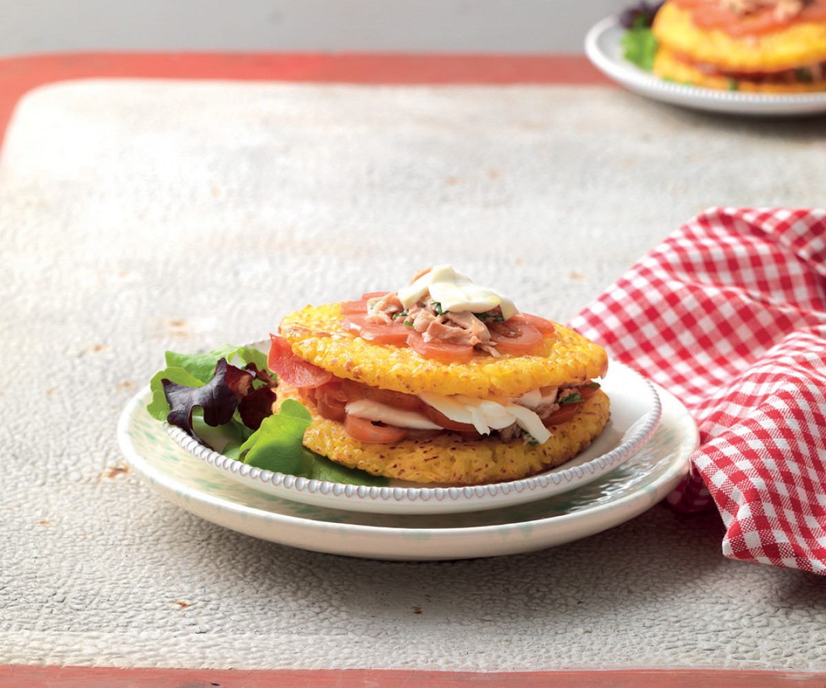 Crispy Rice Cakes with Tuna, Mozzarella and Tomato Recipe - La Cucina ...
