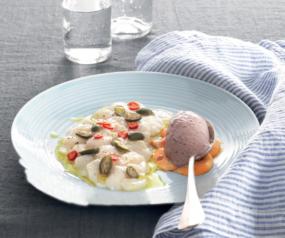 Scallop Carpaccio and Taggiasca Olive Sorbet Recipe - La Cucina Italiana