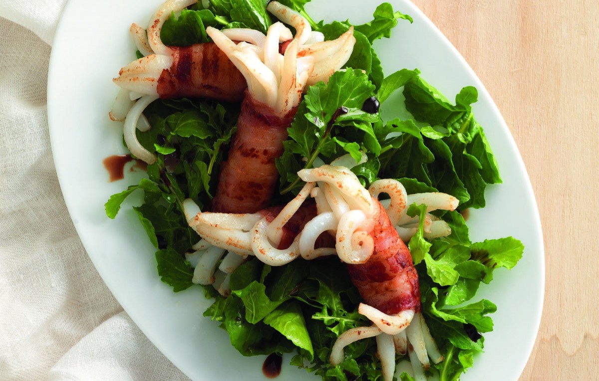 Bacon-Wrapped Squid Recipe - La Cucina Italiana