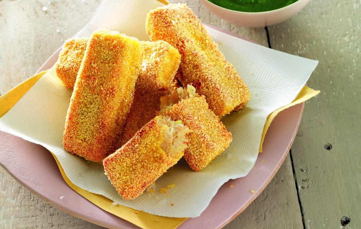Cod and Chickpea Fish Sticks with Arugula Cream Recipe - La Cucina Italiana