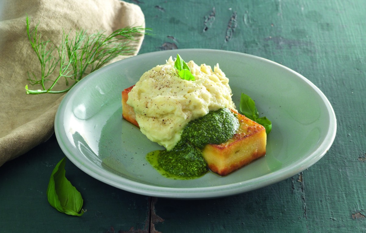 Salt Cod and Fritters with Herb Pesto Recipe - La Cucina Italiana