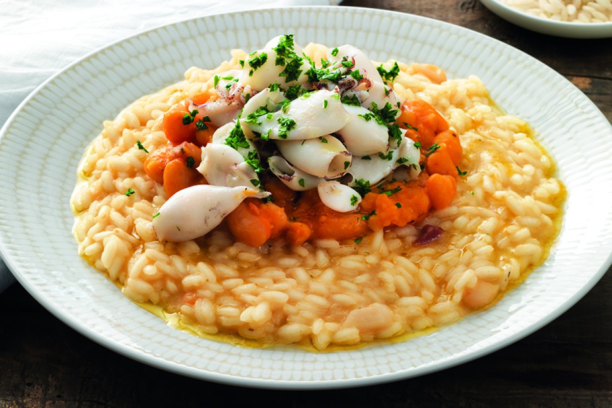 Baby Squid Risotto with Bean Stew Recipe - La Cucina Italiana