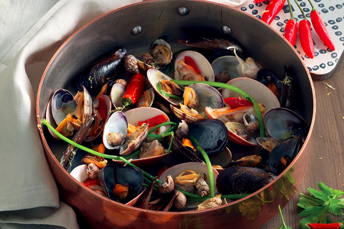 Shellfish Skillet with Lemon Recipe - La Cucina Italiana