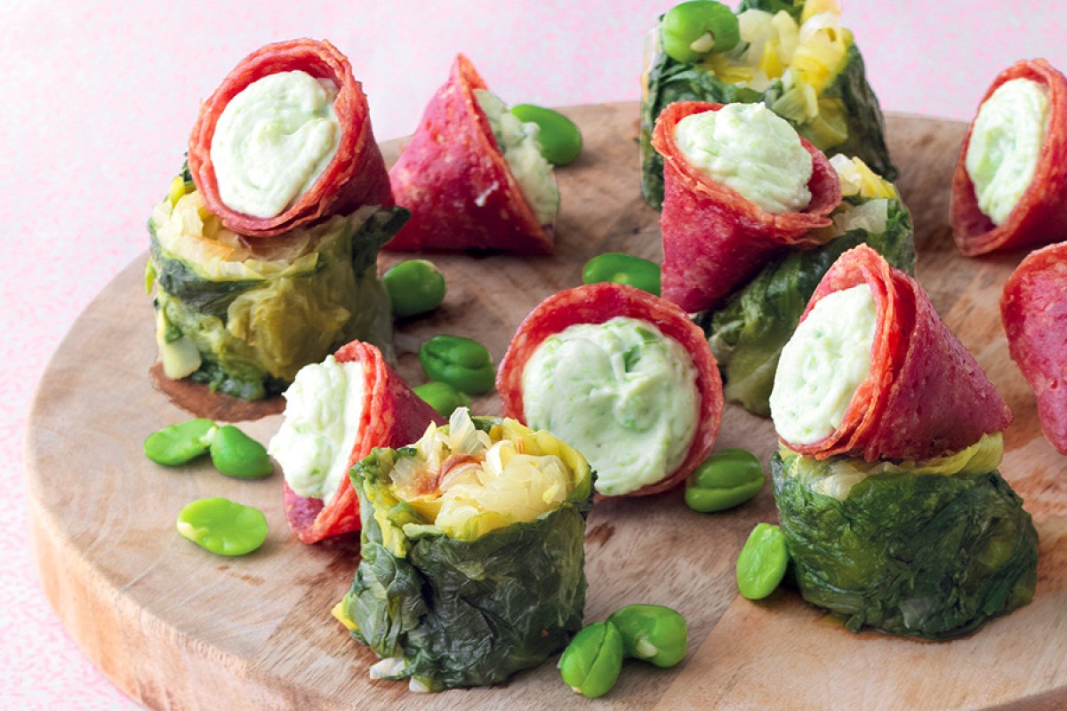 Salami Cones with Rcotta and Fava Bean Stuffing Recipe - La Cucina Italiana