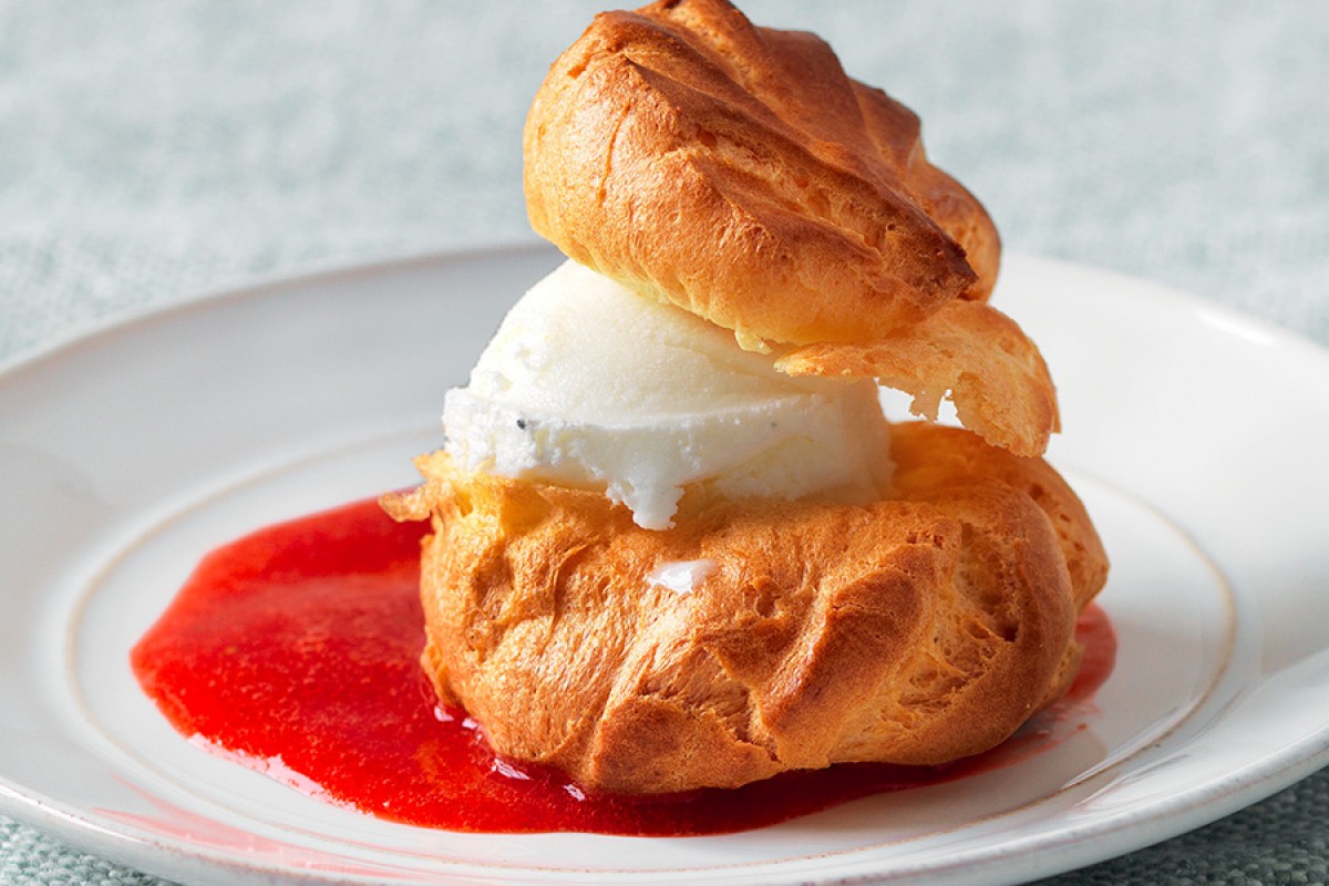 Vanilla Ice Cream Profiteroles with Strawberry Sauce Recipe - La Cucina ...