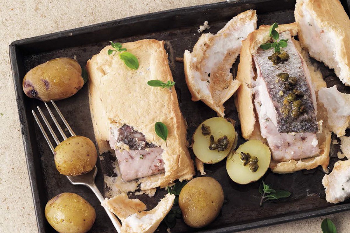 Salt-Crusted Meagre with Potatoes and Capers Recipe - La Cucina Italiana