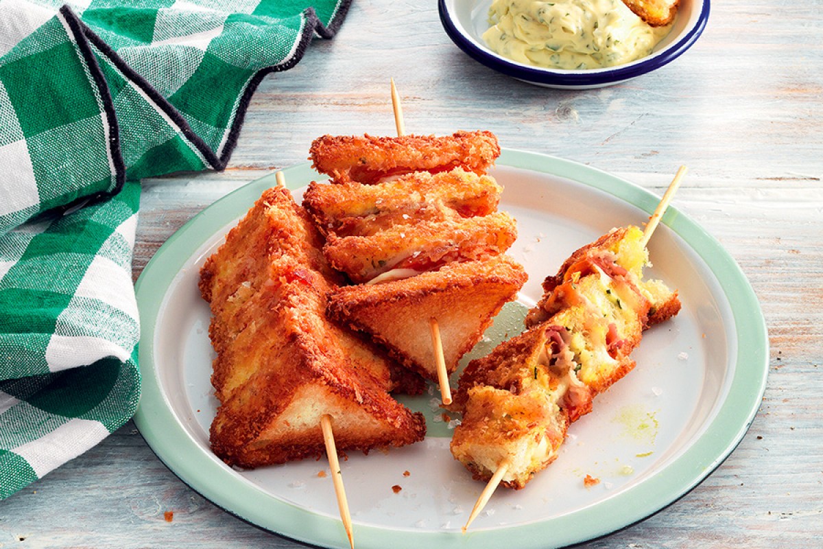 Fried Club Sandwiches Recipe - La Cucina Italiana