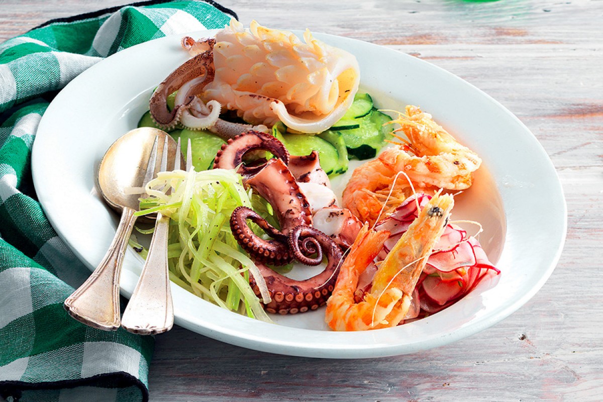 Seafood Trio with Vegetables Recipe - La Cucina Italiana