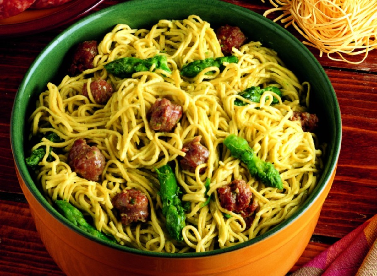 Tagliolini With Asparagus and Sausage Recipe - La Cucina Italiana