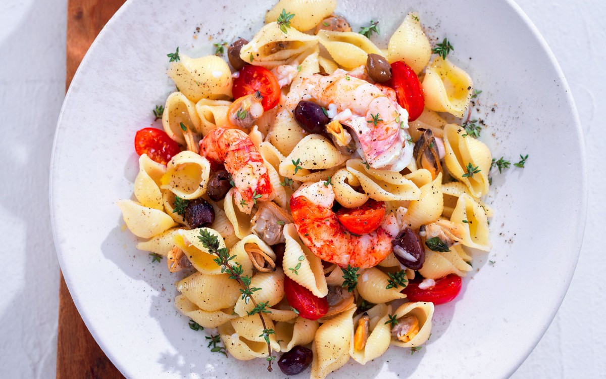 Shells with “Jar-Cooked” Seafood Recipe - La Cucina Italiana