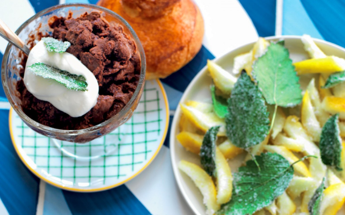 Chocolate Granita, Frozen Citron, and Crispy Herbs Recipe - La Cucina ...