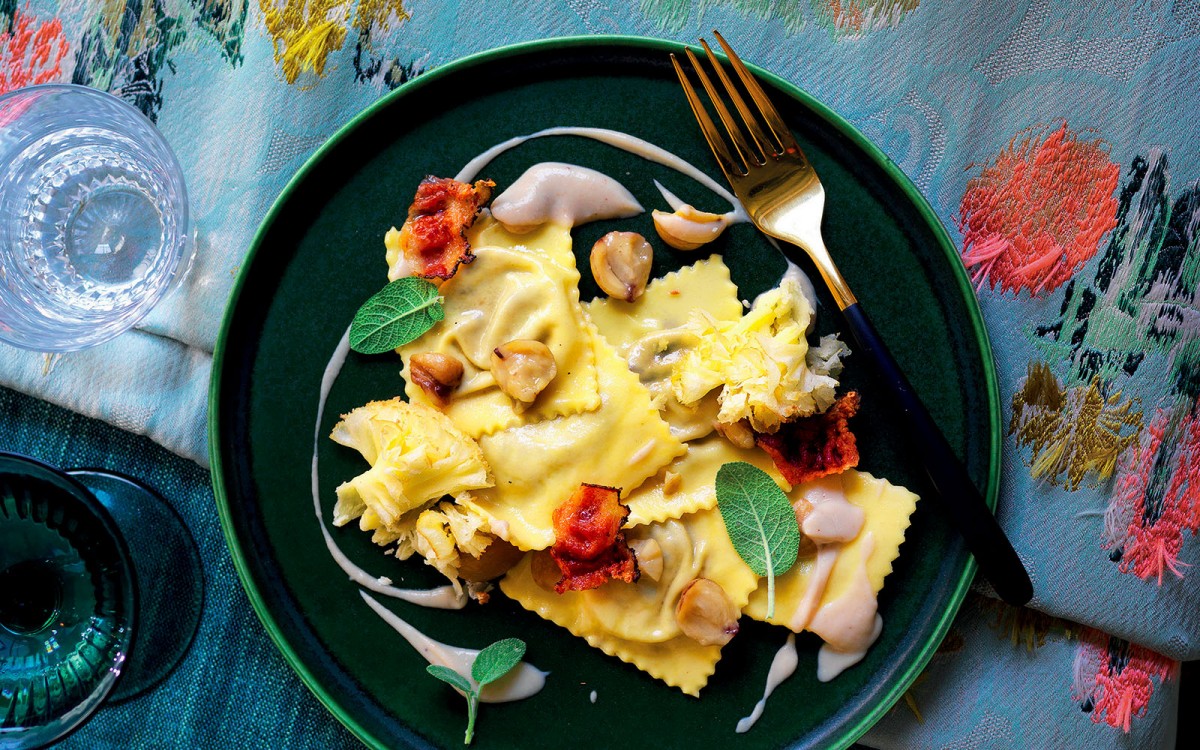 Radicchio Ravioli with Creamy Chestnut Sauce Recipe - La Cucina Italiana