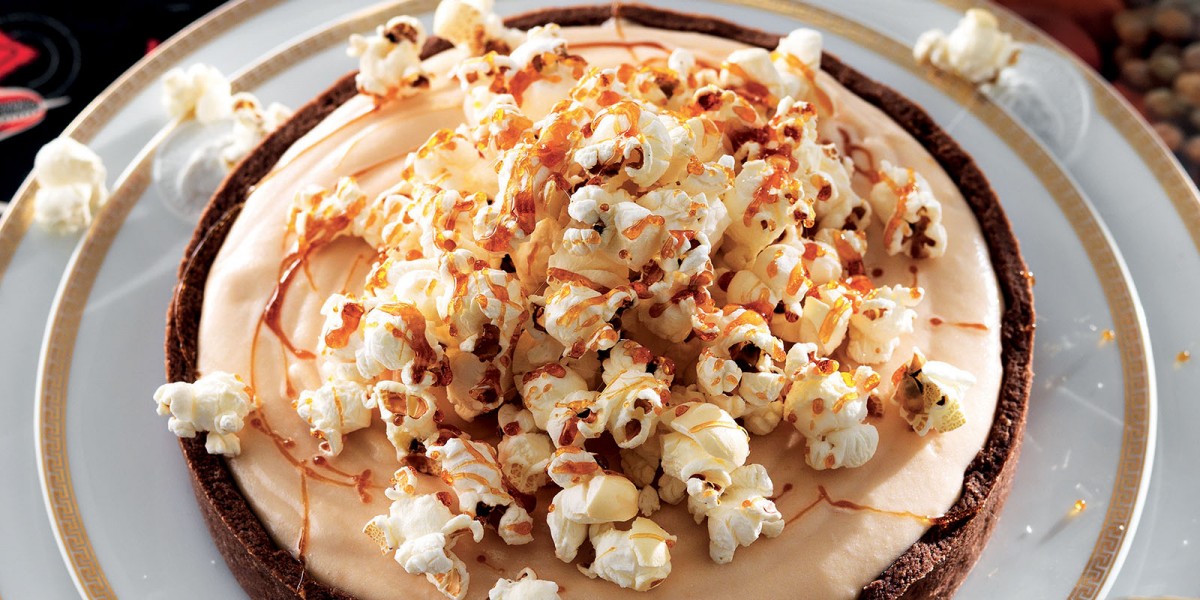 Chocolate Caramel Popcorn Pie Recipe - La Cucina Italiana