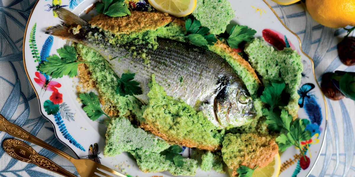 Salt Crusted Sea Bream wih Lemon and Fennel Recipe - La Cucina Italiana